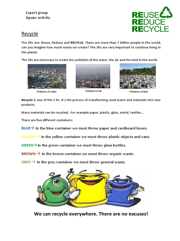 Recycle: We Can Recycle Everywhere. There Are No Excuses! | PDF | Reuse ...