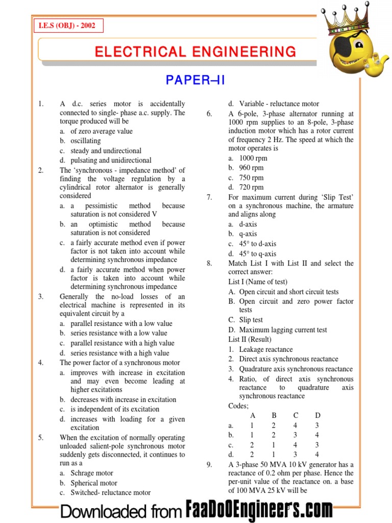 Electrical Machine Test Questions | PDF
