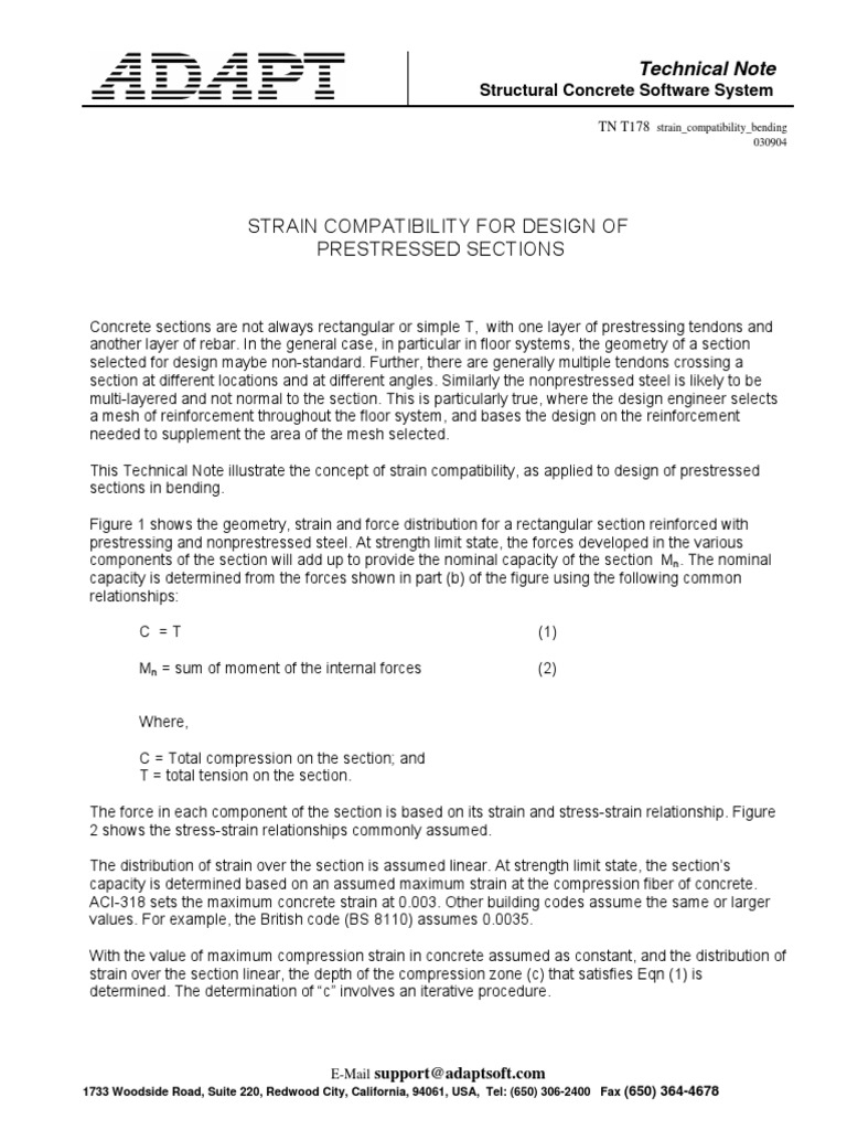 ADAPT TN178 Strain Compatibility | PDF | Prestressed Concrete ...