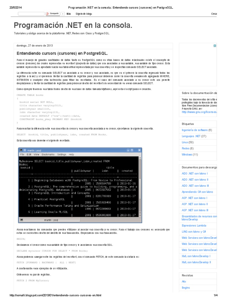 Cursores en Postgresql | PDF | Postgre Sql | Bases de datos