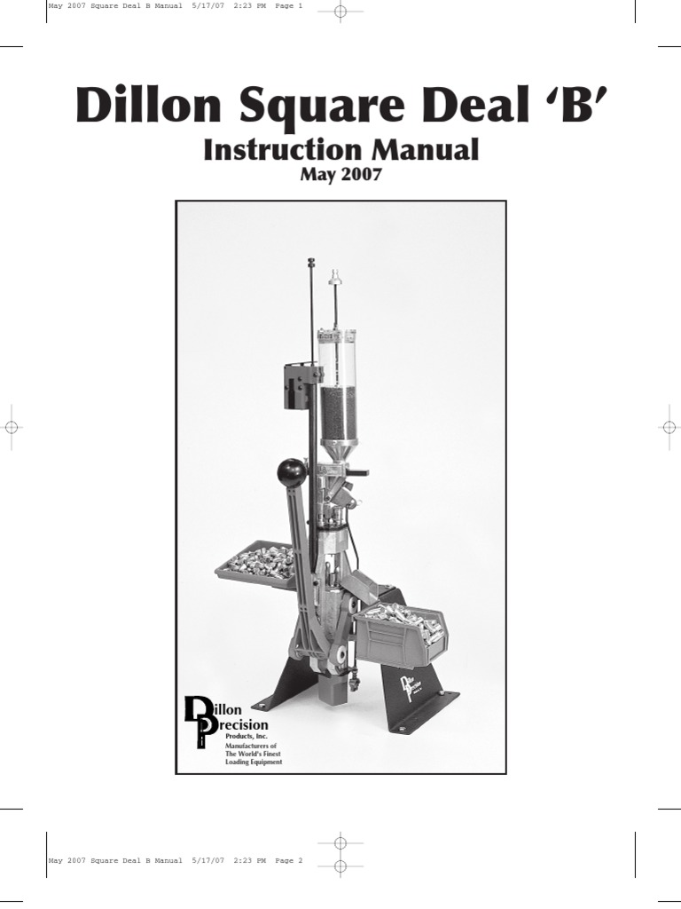 Dillon Square Deal B Manual Overview | PDF | Cartridge (Firearms) | Screw