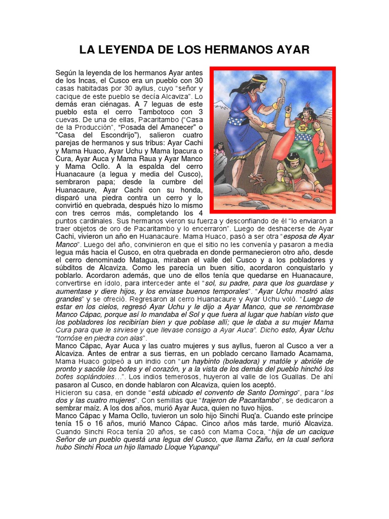 La Leyenda de Los Hermanos Ayar | PDF | Imperio Inca | Andes