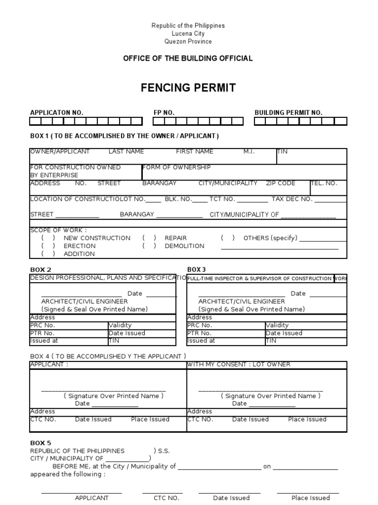 Fencing Permit | PDF | Building Code | Specification (Technical Standard)