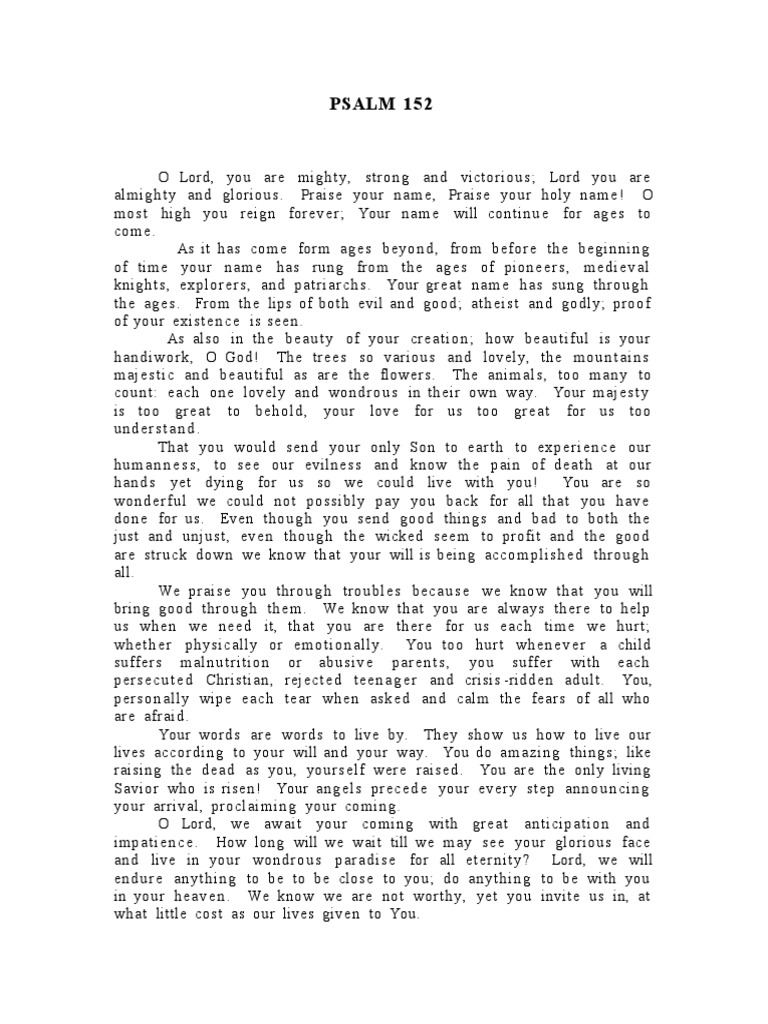 Psalm 152 | PDF | Religious Behaviour And Experience | Religious Belief ...