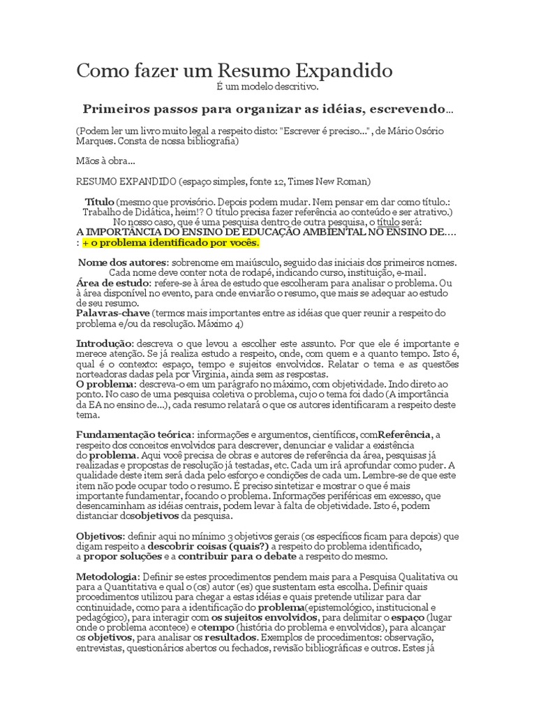 Como Fazer Um Resumo Expandido | PDF | Epistemologia | Science