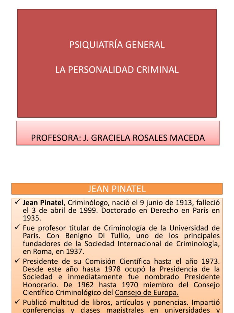 Jean Pinatel | PDF | Criminología | Desorden de personalidad antisocial