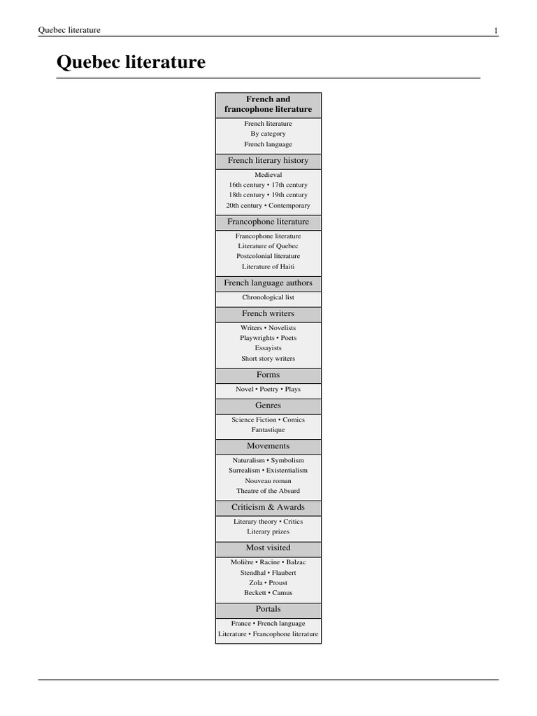 Quebec Literature | PDF | French Language Literature | French Canada