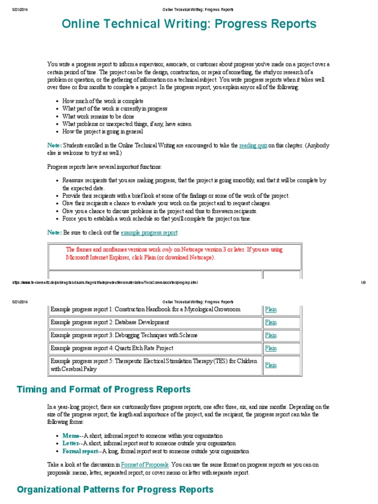 Online Technical Writing - Progress Reports | PDF | Real Estate ...