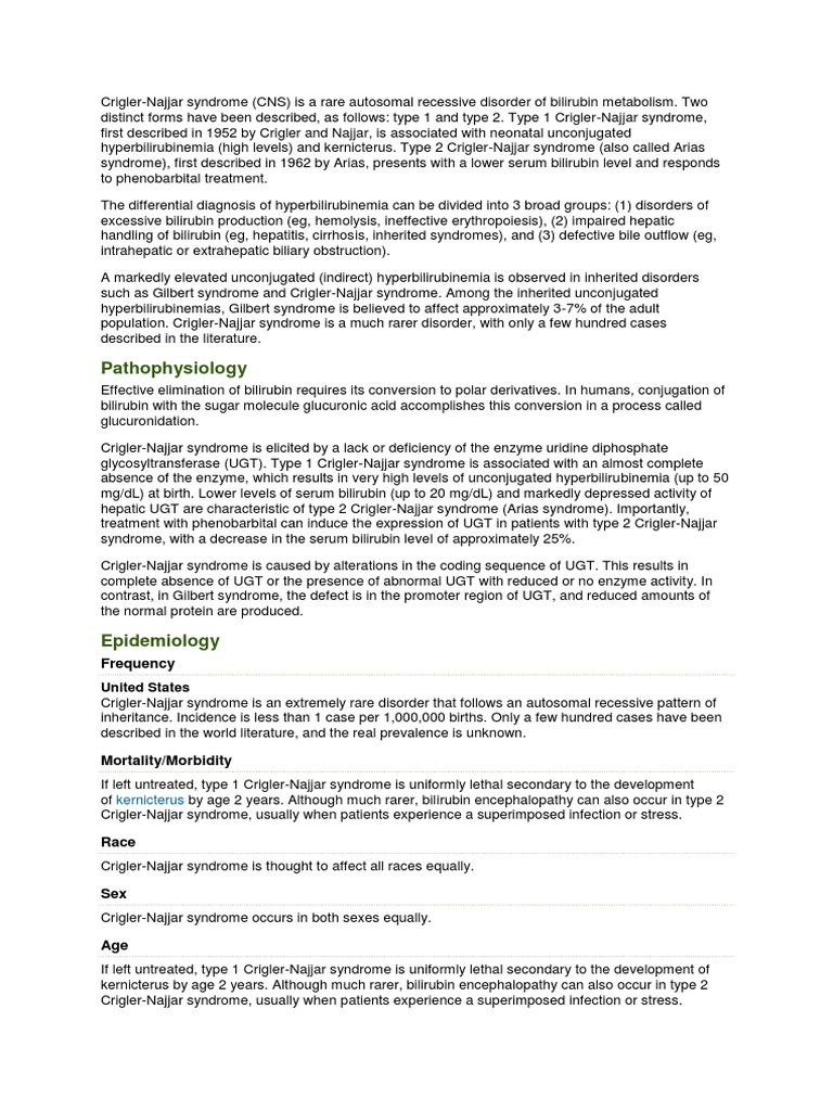 Crigler Najjar Syndrome | Medical Specialties | Diseases And Disorders
