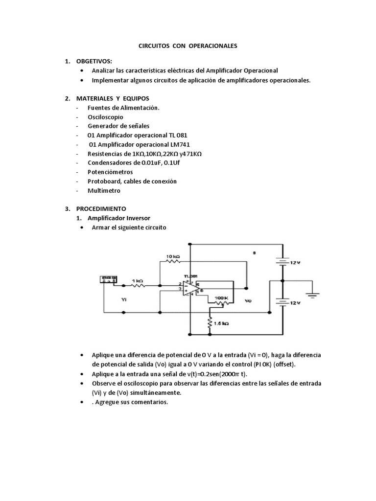 Circuitos Con Operacionales | PDF | Amplificador operacional | Amplificador