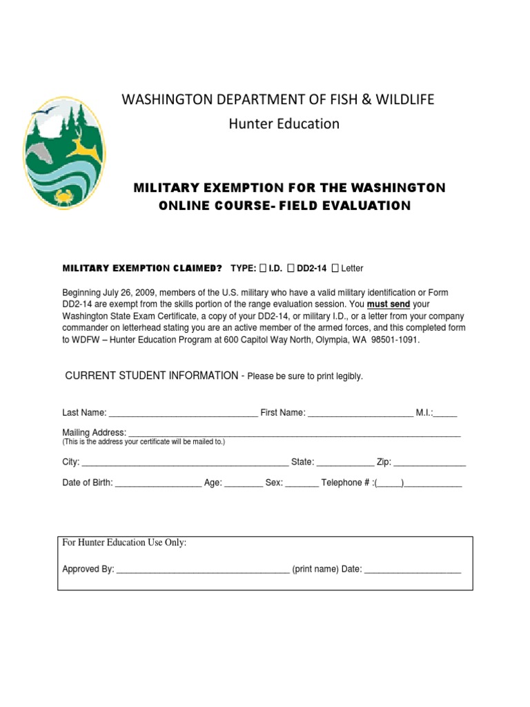 Washington Online Military Exemption Form | PDF | Career & Growth
