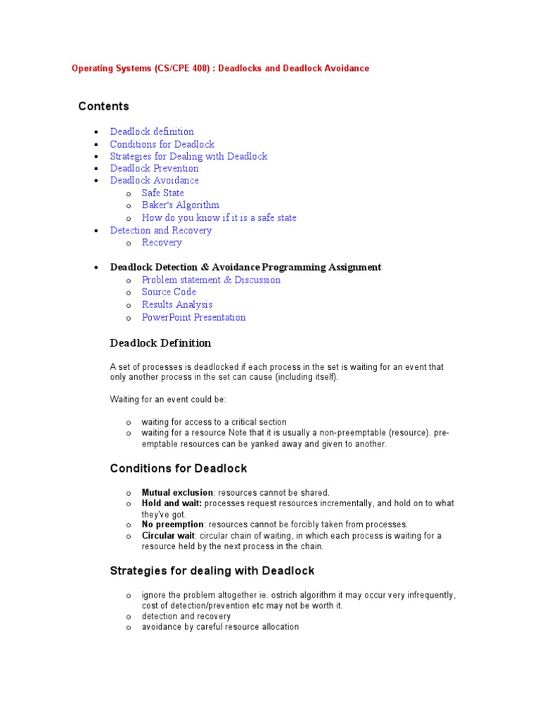 Operating Systems Deadlock | PDF | Algorithms And Data Structures | Concurrency (Computer Science)
