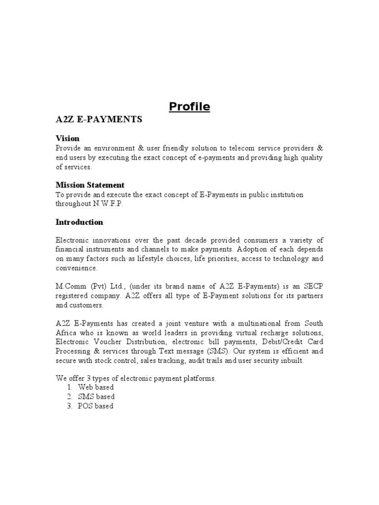 A2Z Profile | PDF | Debit Card | Financial Technology