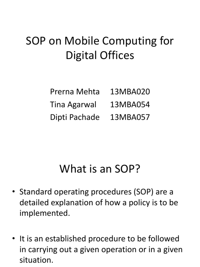 SOP On Mobile Computing For Digital Offices | PDF | Personal Digital ...