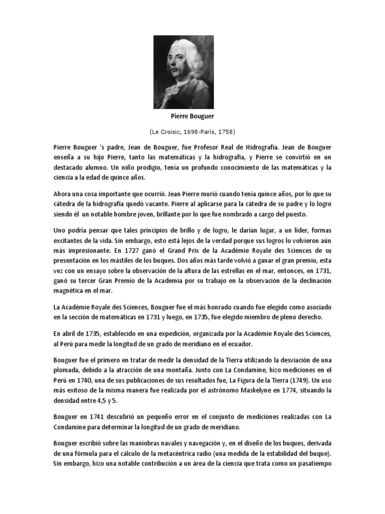 BiografíaPierre Bouguer | PDF | Longitud | Science