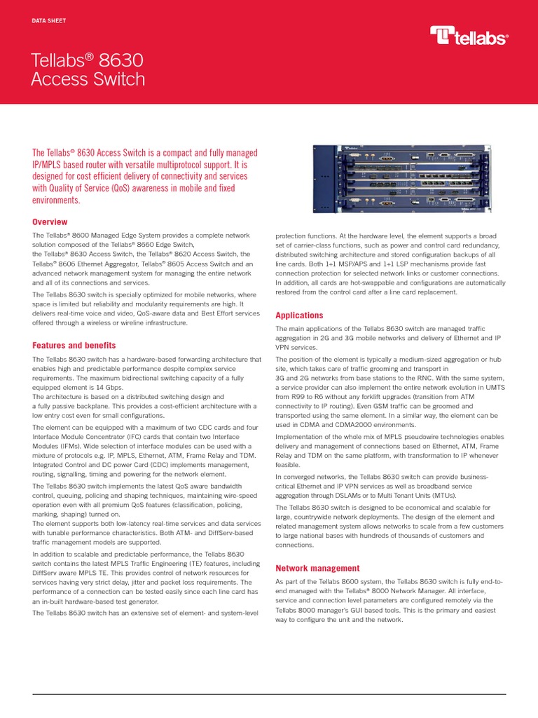 Tellabs 8630 Brochure PDF | PDF | Multiprotocol Label Switching ...