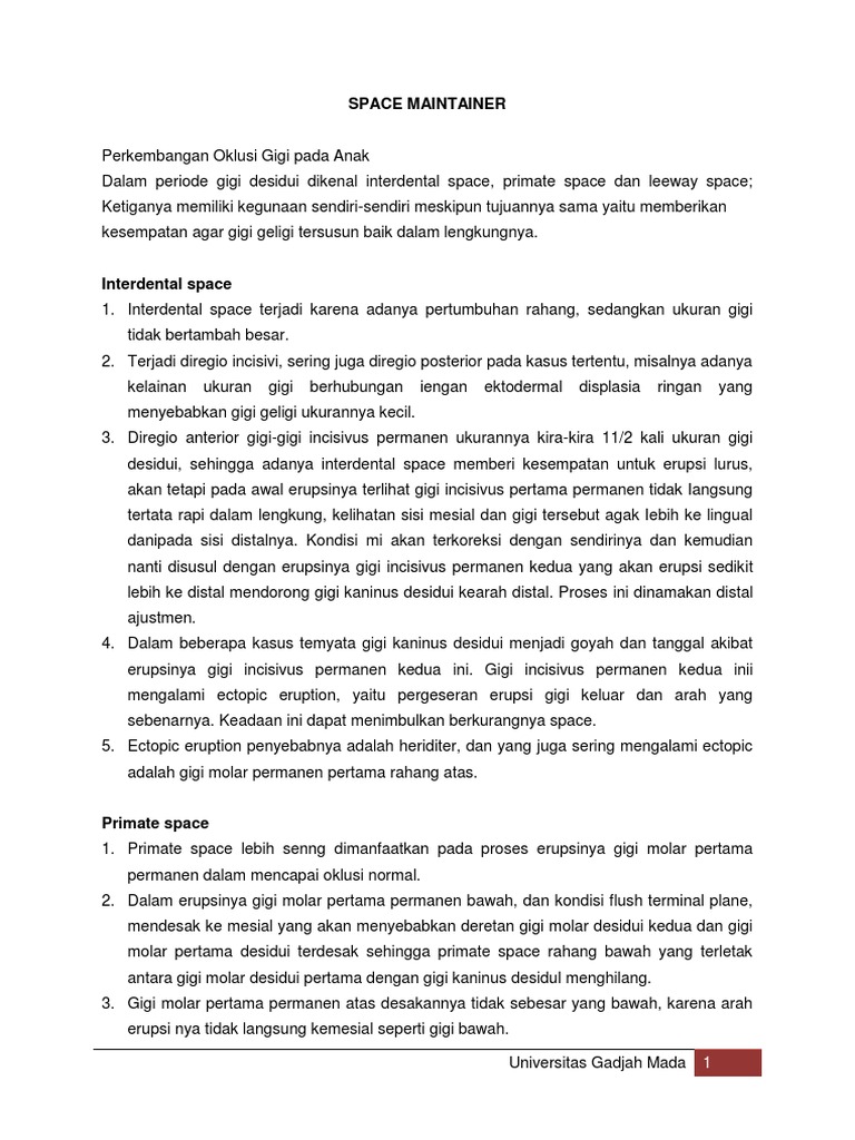 Space Maintainer | PDF