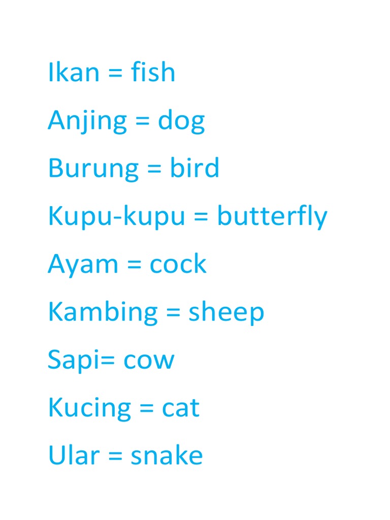 Indonesian Animal Vocabulary | PDF | Nature