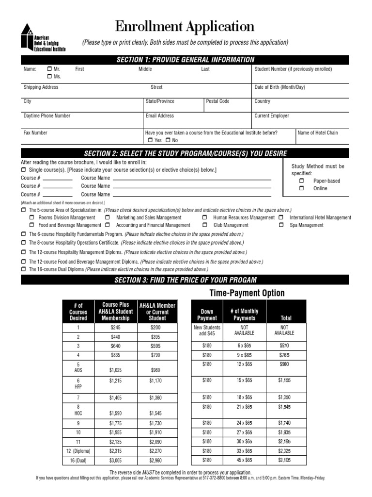 Enrollment Application: Section 1: Provide General Information | PDF ...