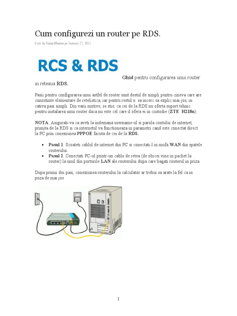 Cum Configurezi Un Router Pe RDS | PDF