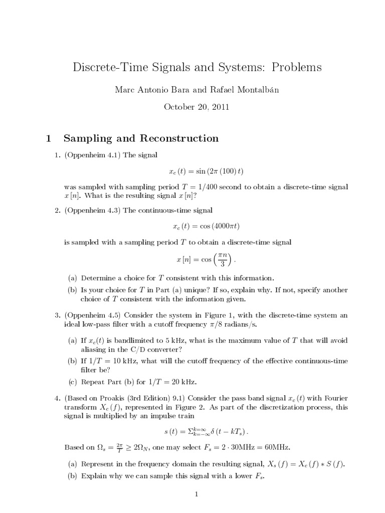 01 Sampling and Reconstruction v4 | PDF | Sampling (Signal Processing ...