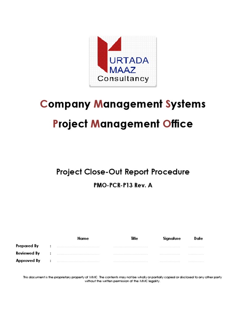 Project Close-Out Report Procedure | PDF | Project Manager | Project ...