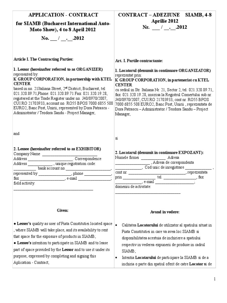 Draft Contract SIAMB Dual Language | PDF | Business | Finance & Money ...
