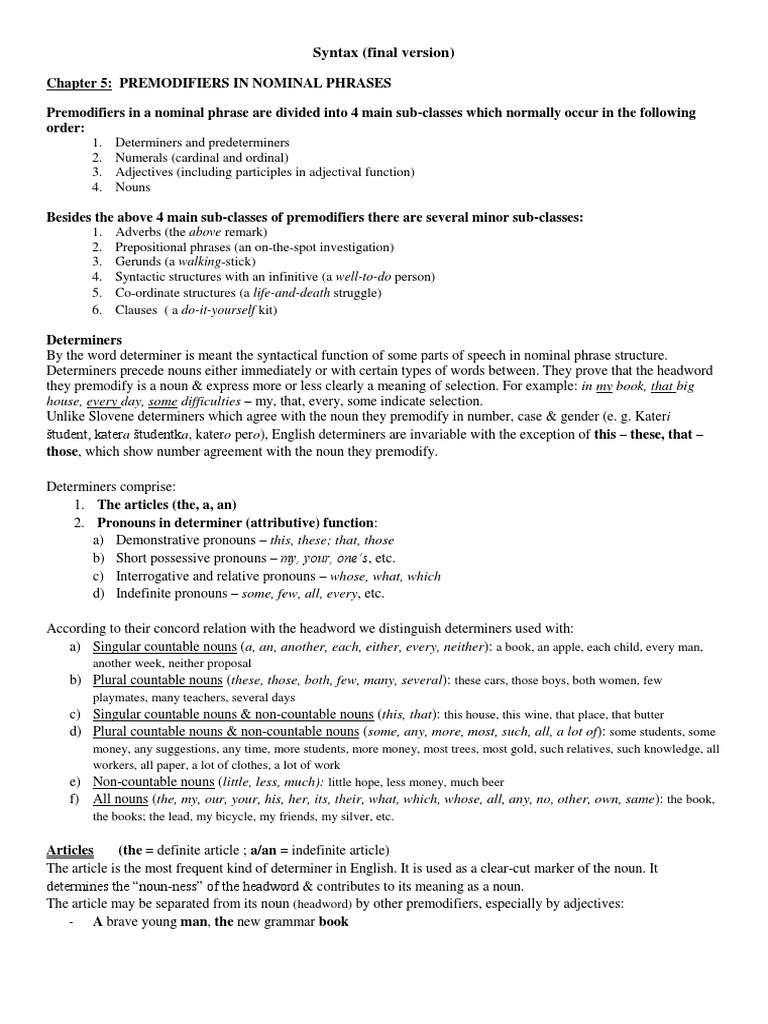 English Syntax | PDF | Adjective | Noun