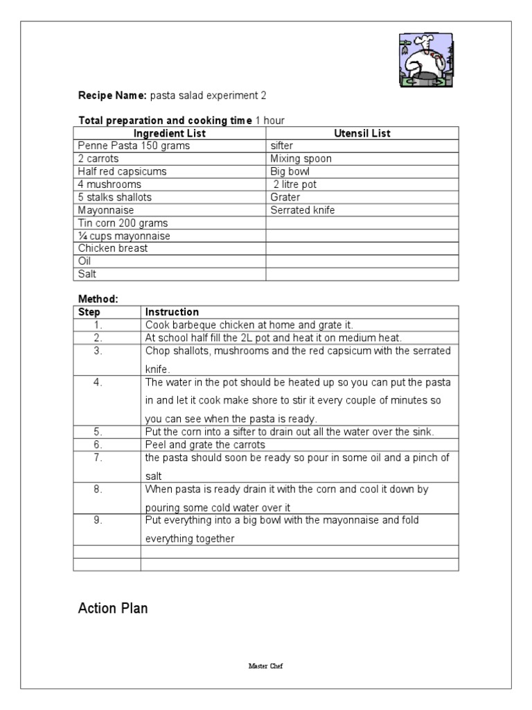 Pasta Salad Recipe Experiment Guide | PDF | Cooking, Food & Wine | Home ...
