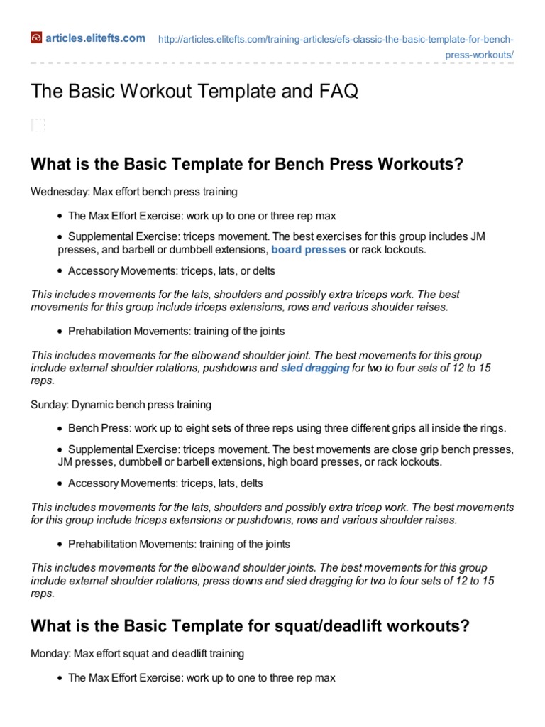 Basic Workout Template and FAQ PDF | PDF | Anatomical Terms Of Motion ...