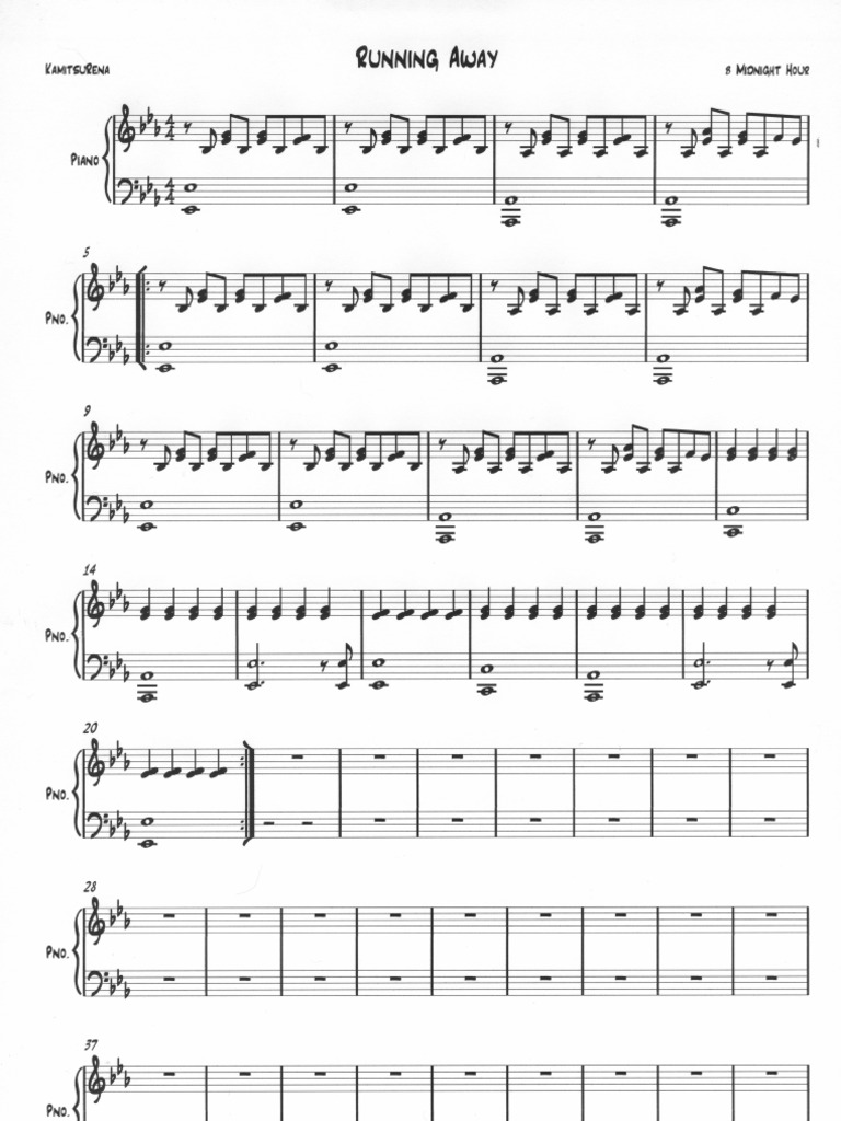 Running Away Piano Music Sheet | PDF