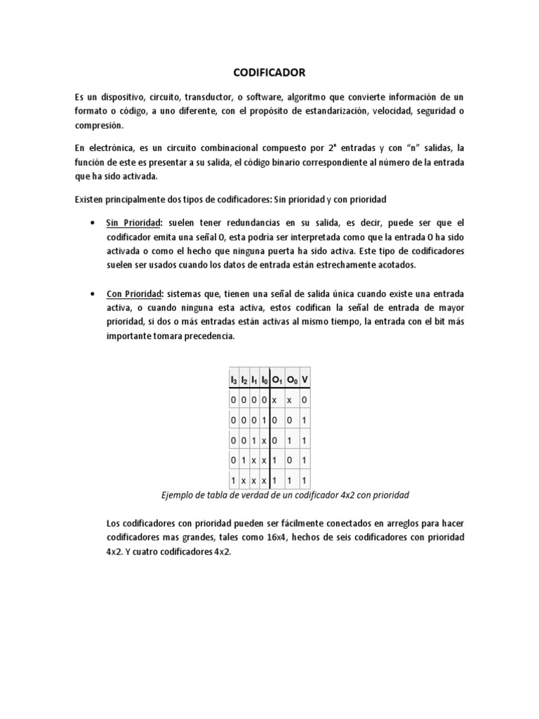 Codificadores y Decodificadores en Electrónica | PDF | Electrónica ...