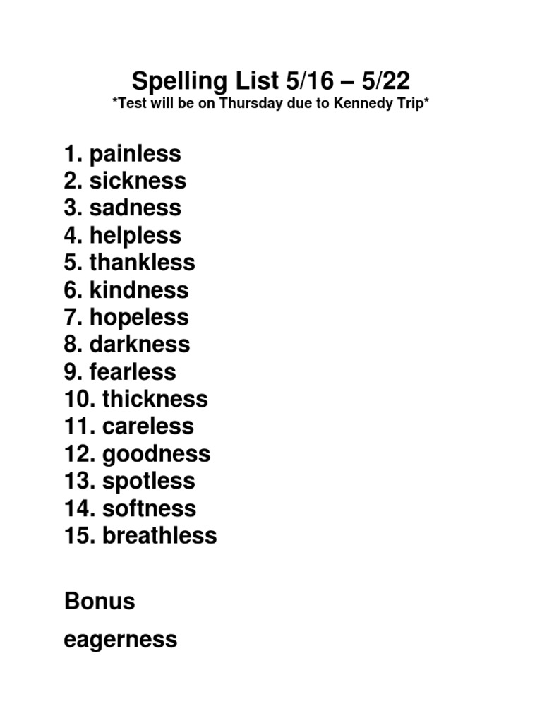 Spelling Week 25 | PDF