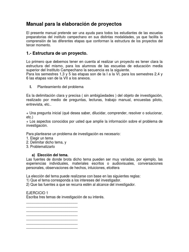 Manual para La Elaboracion de Proyectos | Descargar gratis PDF ...