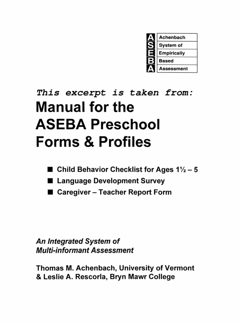 ASEBA Reliability & Validity-Pre-school | PDF