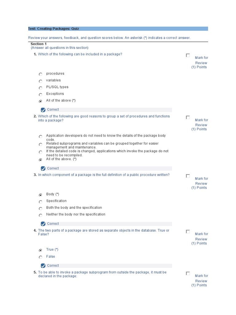 Quiz PL SQL 10 - 15 | PDF | Pl/Sql | Data Management