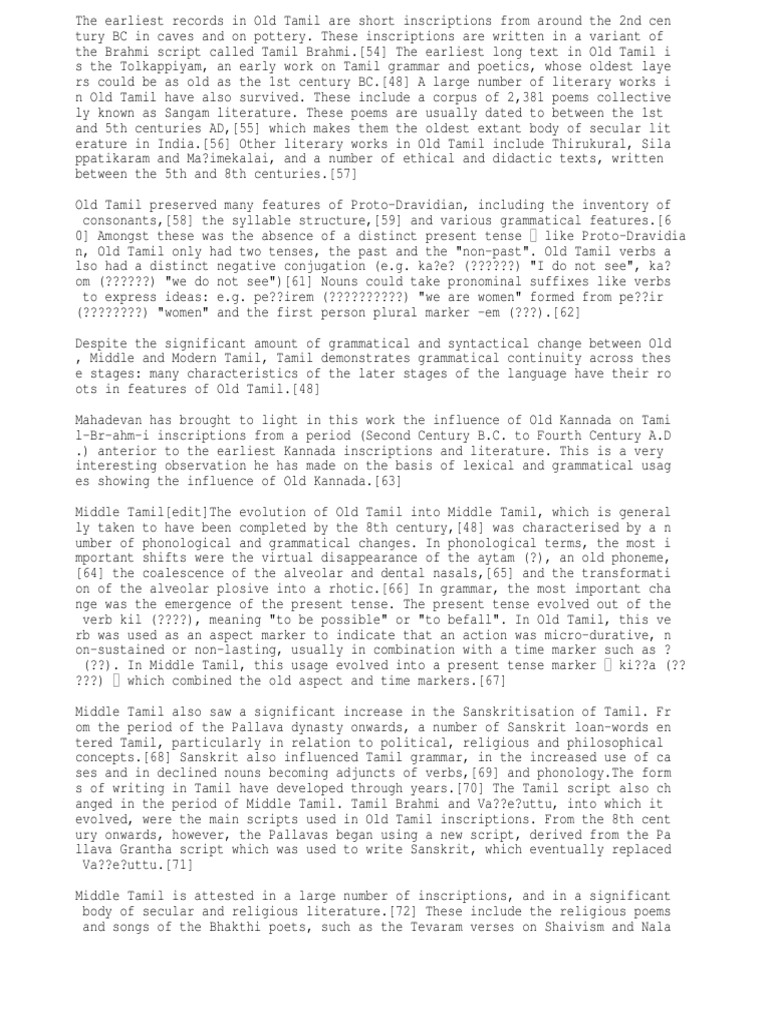 Tamil Old Middle | PDF | Tamil Language | Language Families