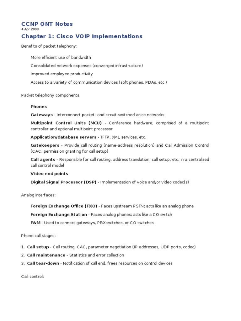 CCNP Ont Notes | PDF | Quality Of Service | Wireless Lan