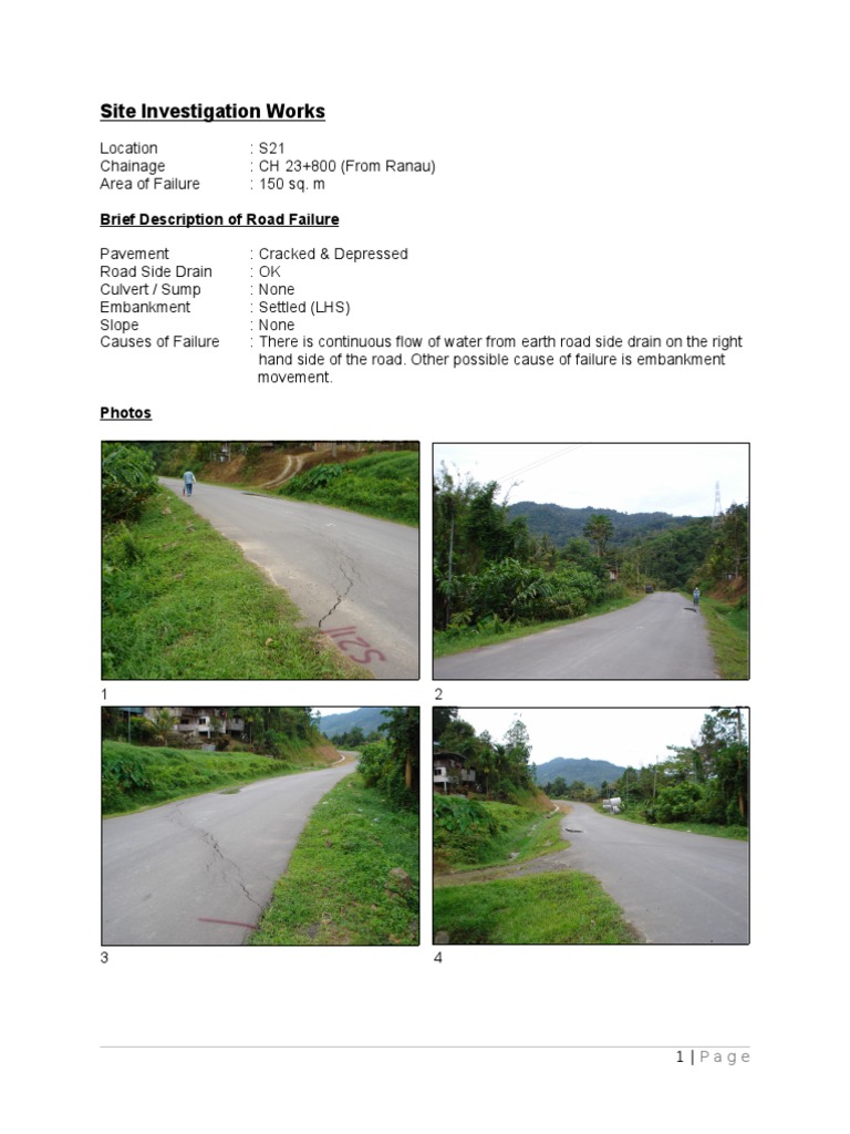 Site Investigation Works 1 | PDF | Road | Road Surface