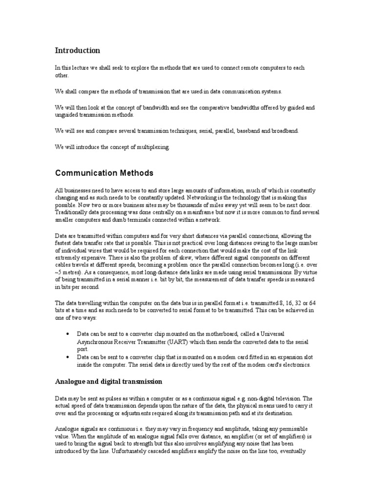 A Comprehensive Overview of Data Communication Methods: Exploring ...