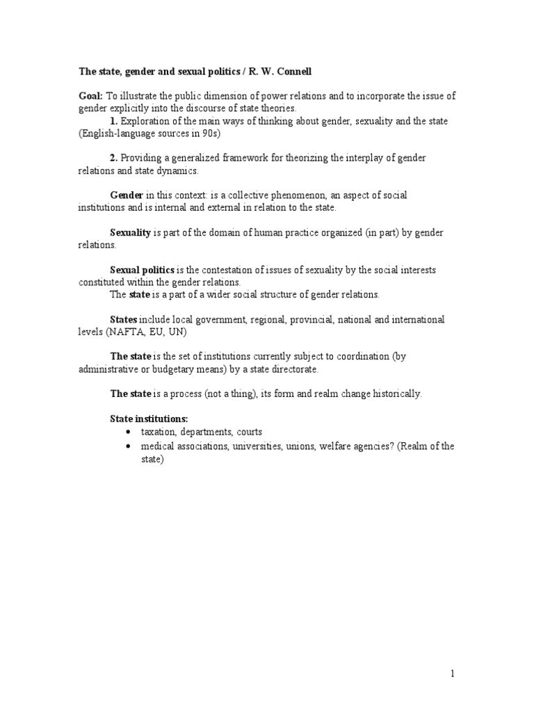 The State, Gender and Sexual Politics - R. W. Connell | PDF ...