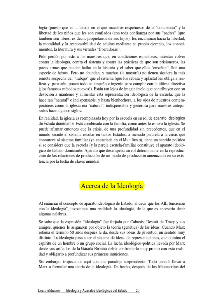 Ideología y Estado según Althusser | PDF | Ideologías | Karl Marx