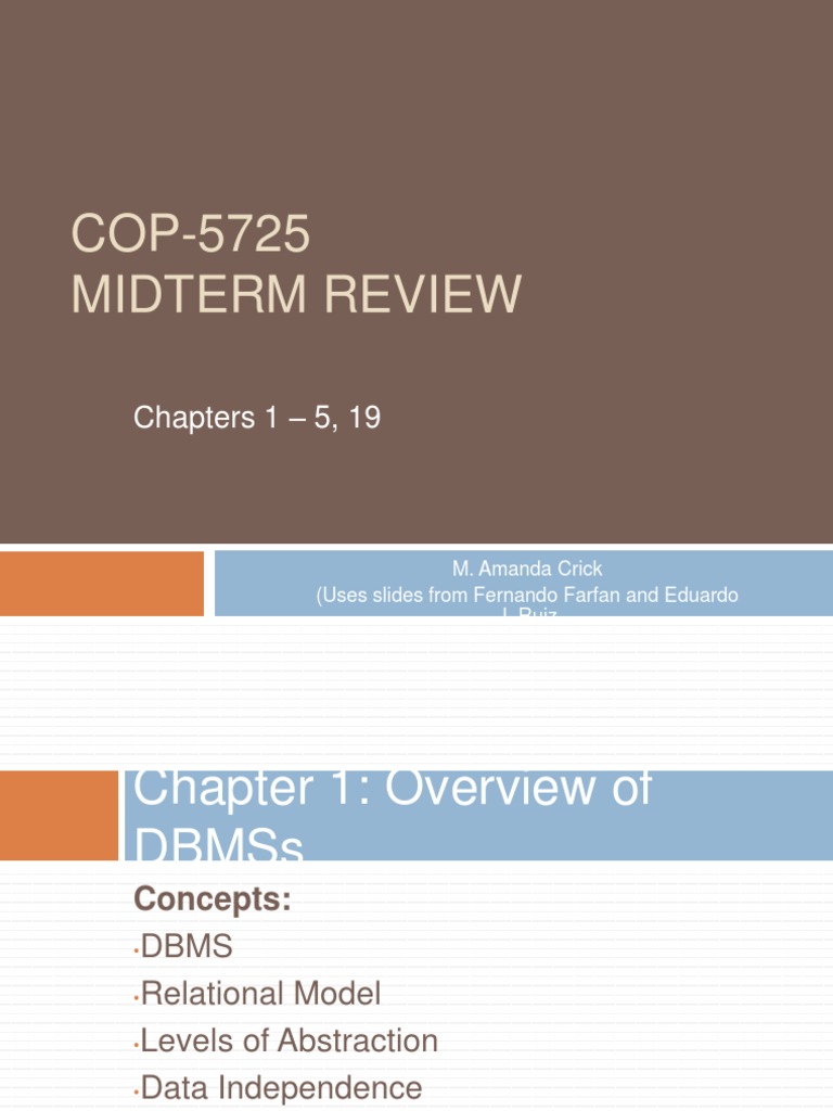 Database Systems Midterm Prep | PDF | Conceptual Model | Databases