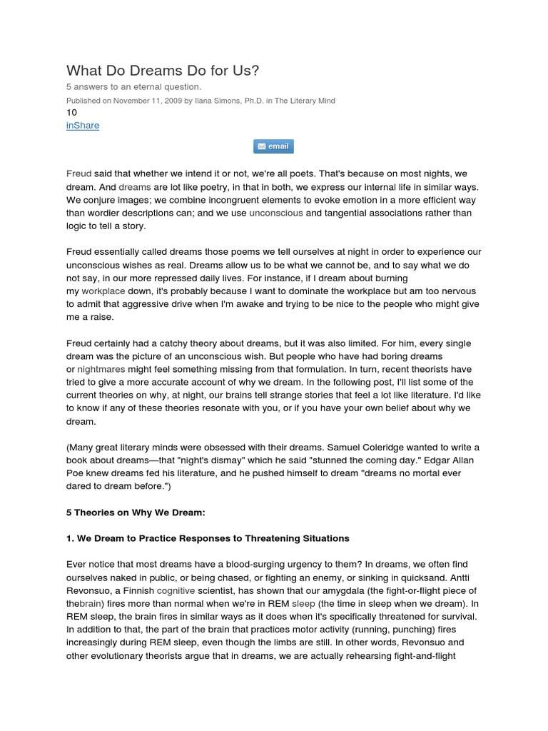 Why Do We Dream | PDF | Dream | Sleep