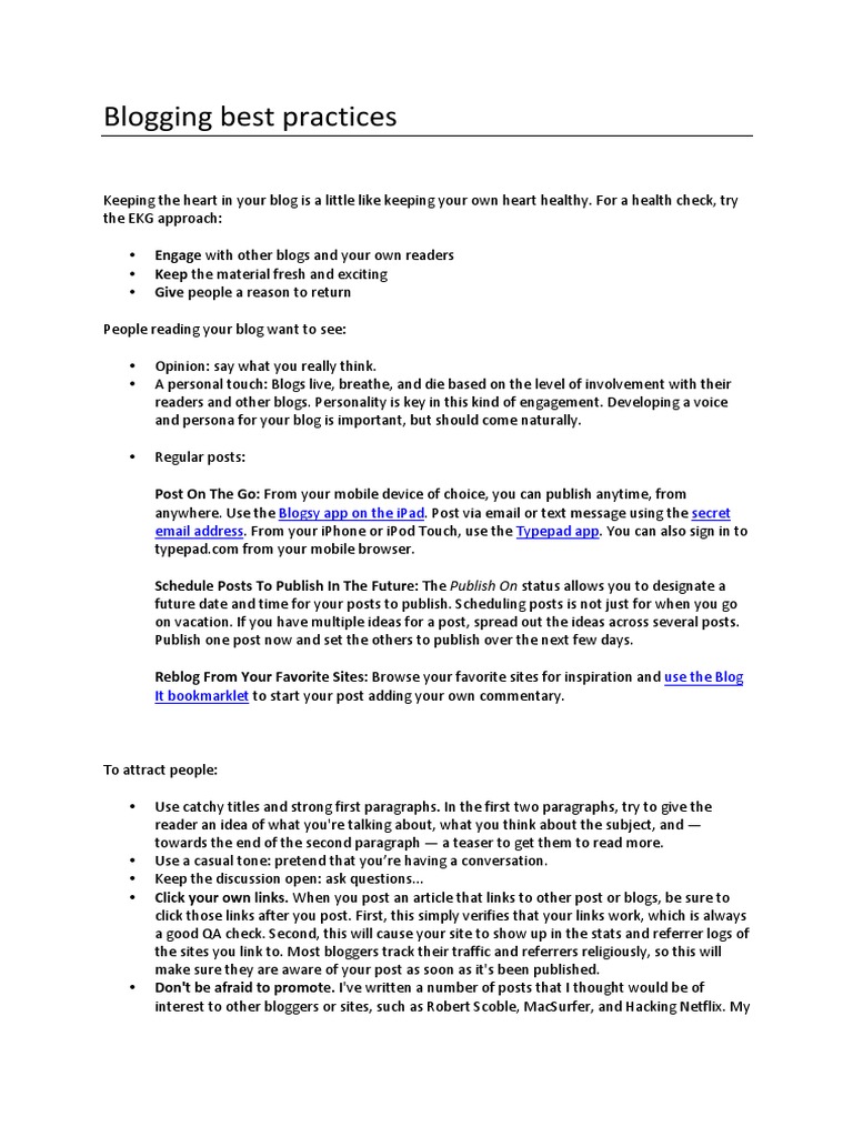 Blogging Best Practices | PDF | Real Time Web | Diary