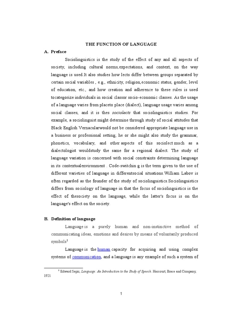 The Function of Language | PDF | Sociolinguistics | Linguistics
