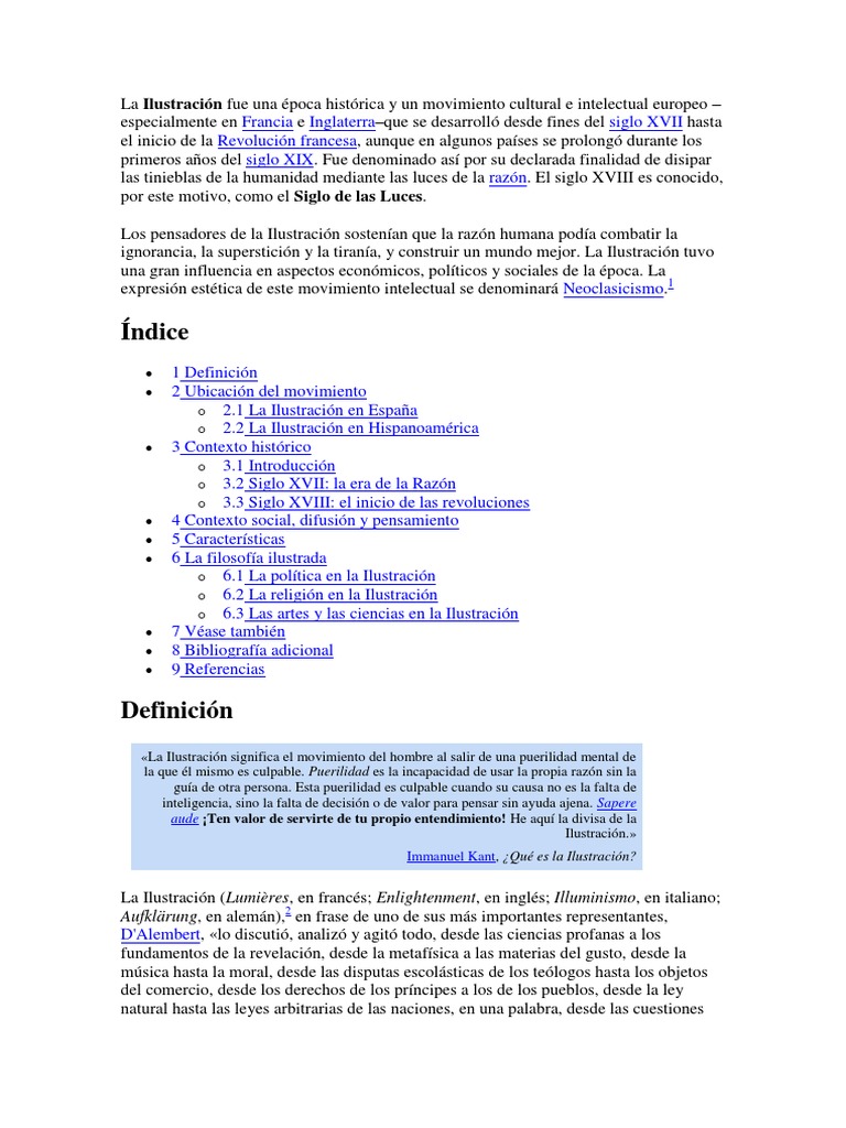 La Ilustración Fue Una Época Histórica y Un Movimiento Cultural e ...