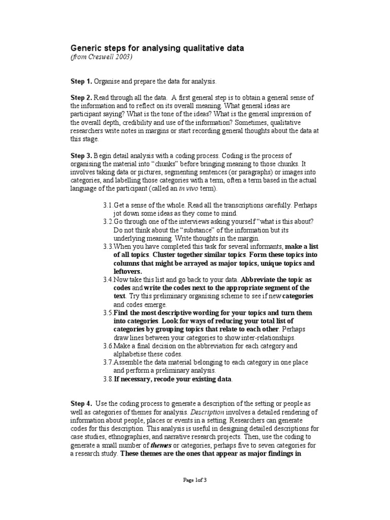 Creswell's Steps in Qualitative Analysis | PDF | Qualitative Research ...