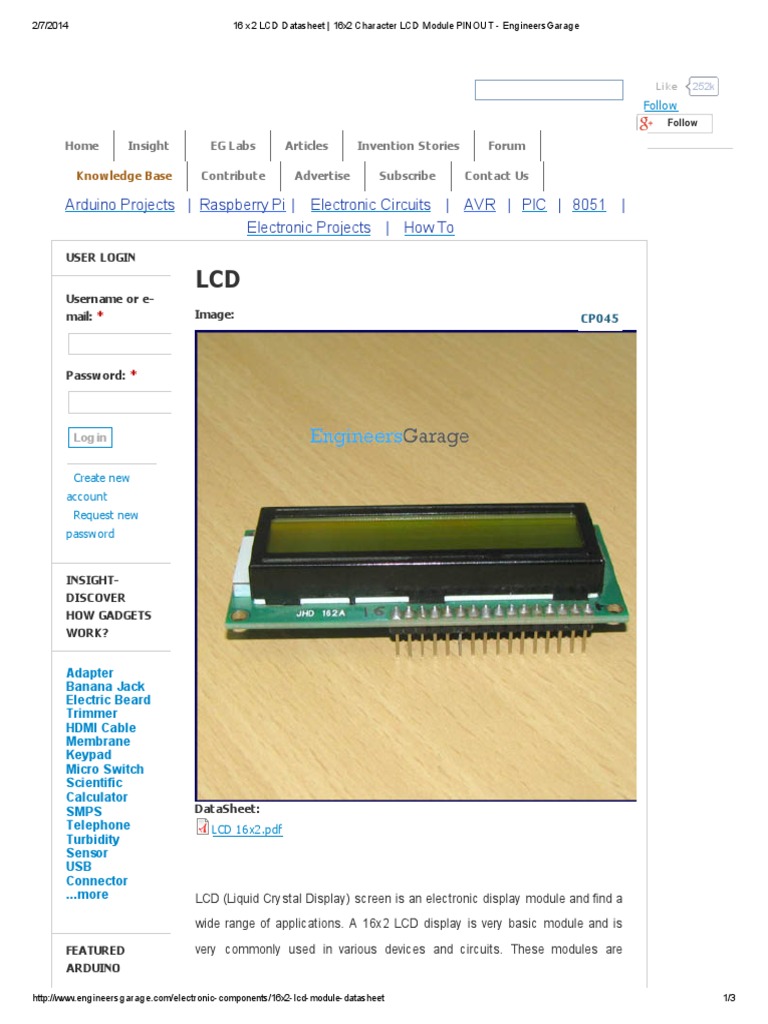 16 X 2 LCD Datasheet - 16x2 Character LCD Module PINOUT ...