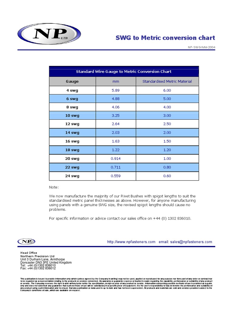 SWG Material Thickness Chart | PDF